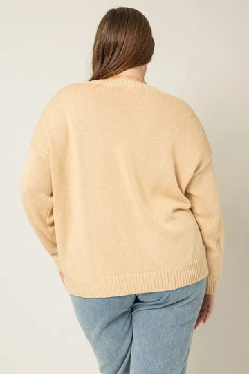 Plus Size Multicolor Front Pocket Sweater