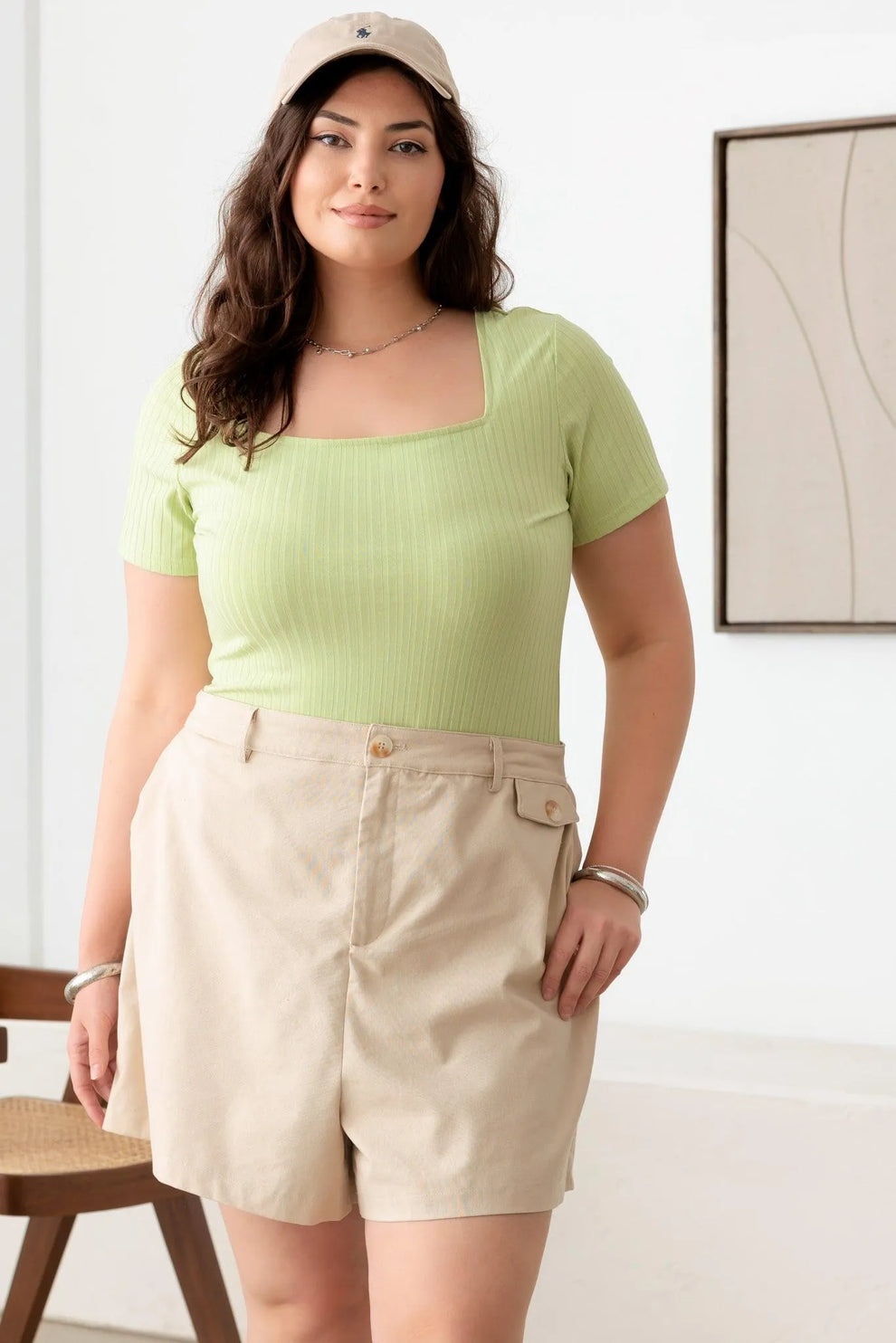 Plus Short Sleeve Square Neck Bodysuit